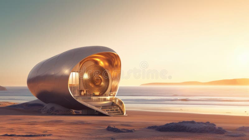 A Digital Photograph of a Futuristic Shell House Generative AI Stock ...