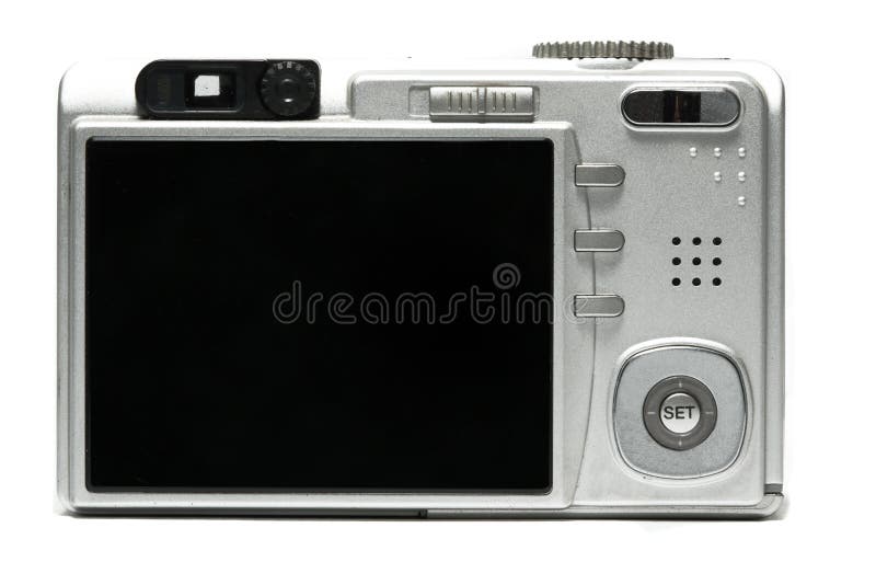 Compact Digital Camera Rear View Isolated on White Stock Image - Image ...