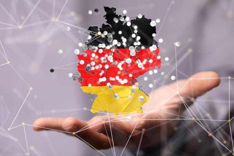 Abstract of Germany Map Network in Hand Stock Photo - Image of theme ...