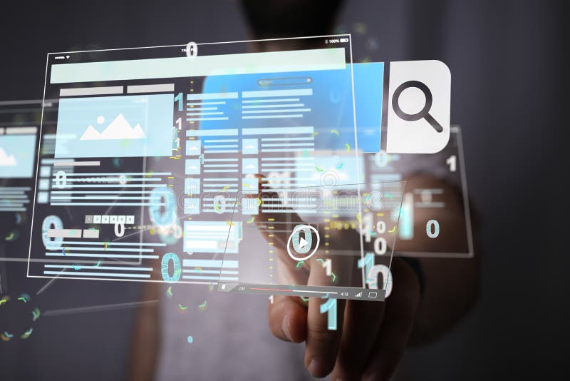 Media Develop Interface Web Application in Hand Stock Illustration ...