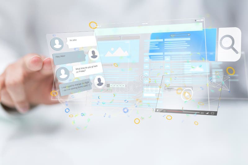 Virtual Develop Interface Web Application in Hand Stock Image - Image ...