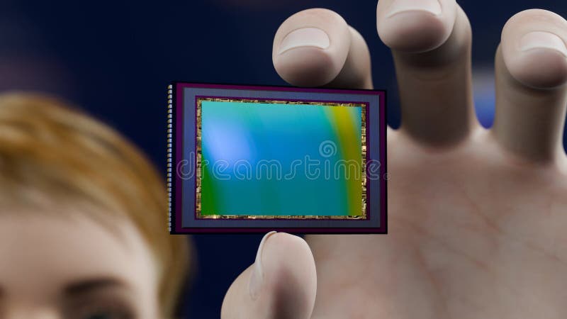 Digital Photography: a Look at a 35mm Camera Sensor. Close-Up of a Hand ...
