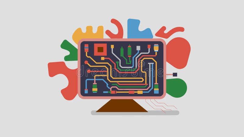 Digital Picture Frame with Colorful Circuitry and Abstract Shapes ...