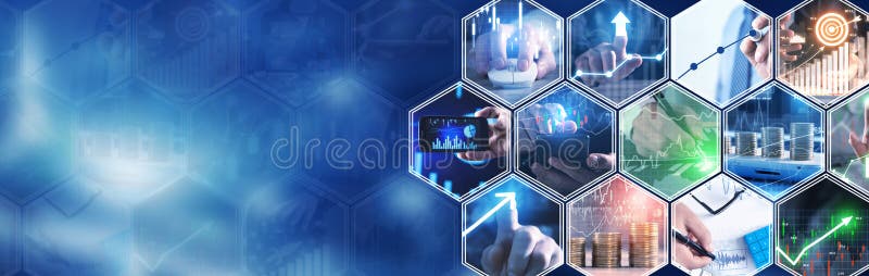 Digital Pictures of Business Graphs with a Hexagonal Forms Stock Photo ...