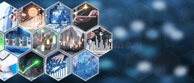 Digital Pictures of Business Graphs with a Hexagonal Forms Stock Photo ...