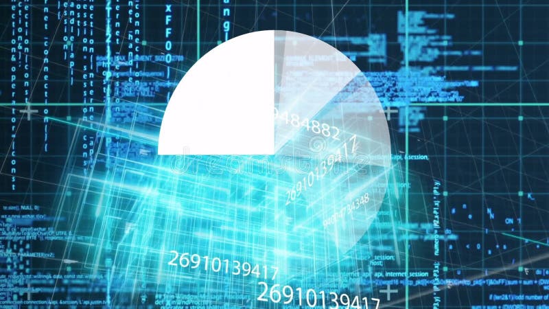 Digital Pie Chart Animation Overlaid on Complex Data and Binary Code Background Stock Video ...