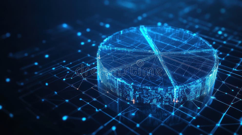 Digital Pie Chart on Circuit Board Background Stock Illustration ...