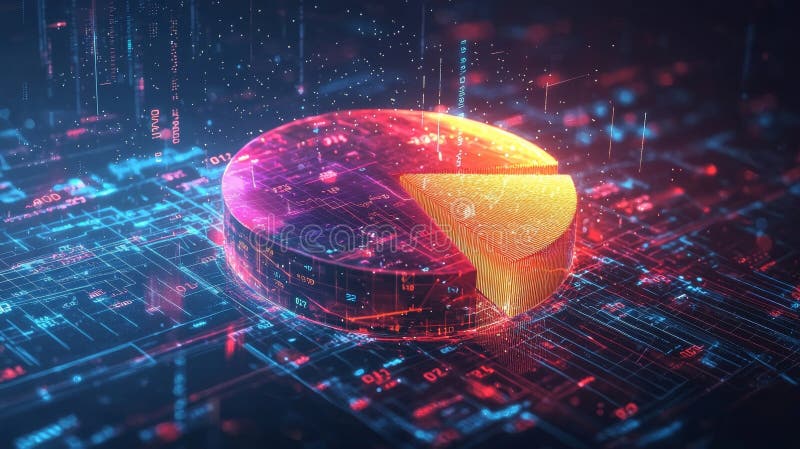 Digital Pie Chart stock illustration. Illustration of computer - 335079619