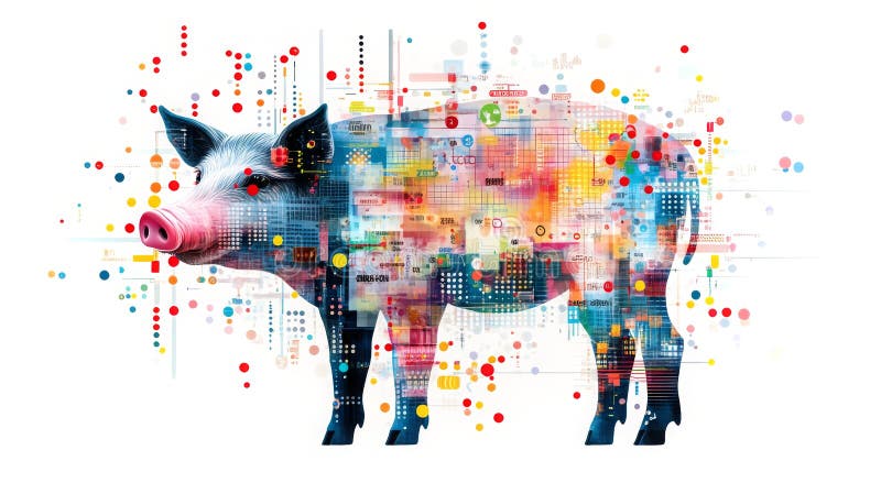 Digital Pig Illustration Showcasing Data Visualization and Playful ...
