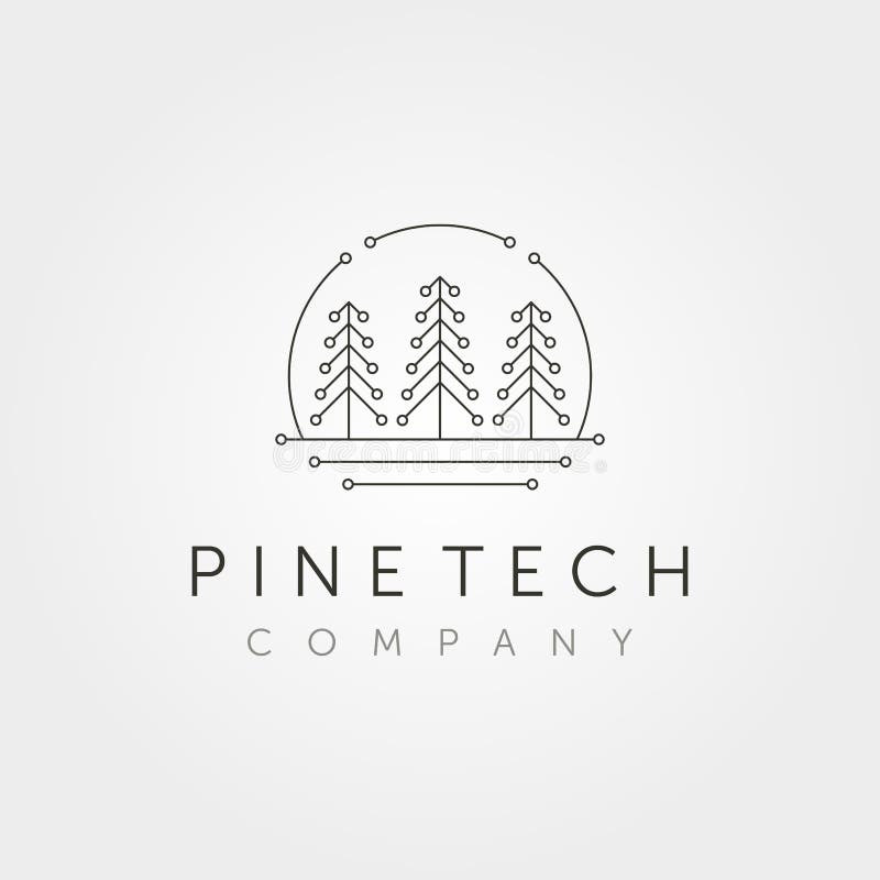 Digital-Pine-Tech-Logo-Linie Kunst Vektor-Symbol-Design Vektor ...