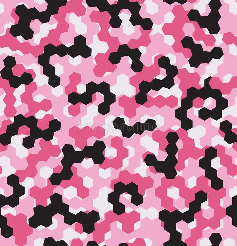 Digital Pink Camouflage Seamless Patterns with Hex Pixels Stock Vector ...
