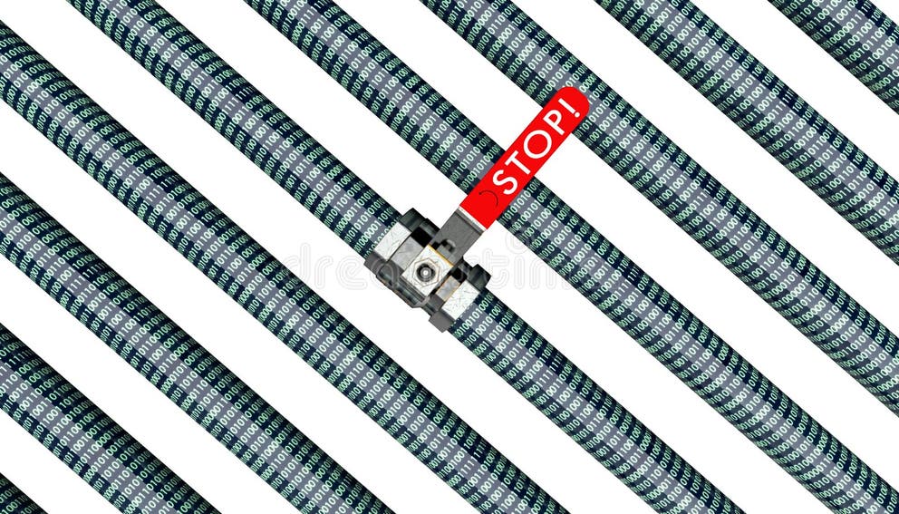 Digital Pipe with Data and a Stop Handle Stock Illustration ...