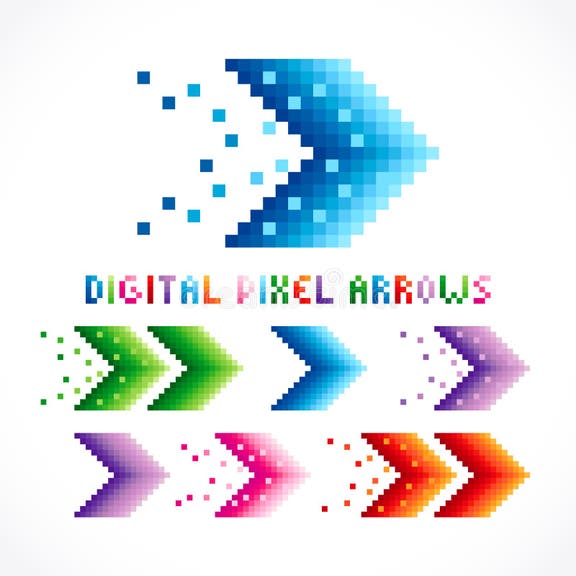 Digital pixel arrows. stock vector. Illustration of creative - 62183646