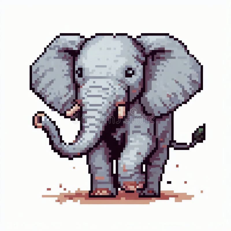 Pixel art elephant stock illustration. Illustration of design - 326648181