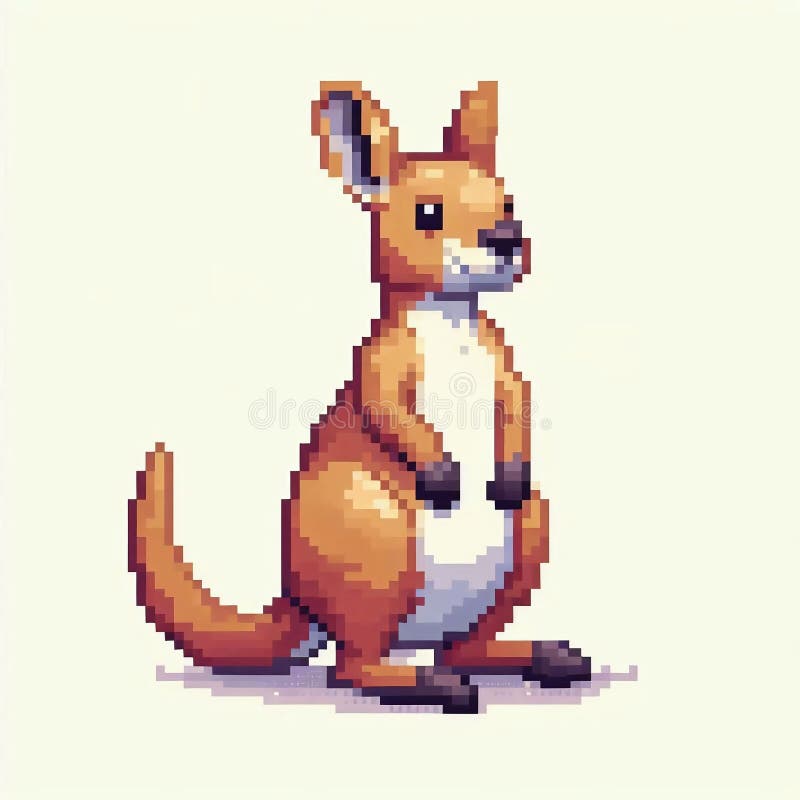 Pixel art kangaroo stock illustration. Illustration of outback - 327084094