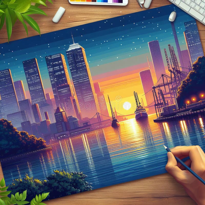 Digital Pixel Art Pattern, Photorealistic V Stock Illustration ...