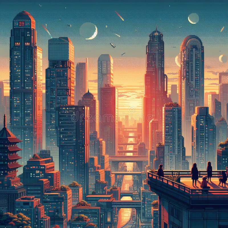 Digital Pixel Art Pattern, Photorealistic V Stock Illustration ...