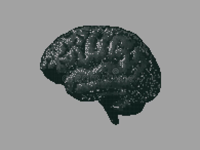 Pixel Brain Logo Design. Digital Brain Logo Design in Pixel Art Stock ...