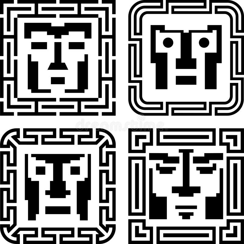 Set of Cyber Avatar Icon. Computer Technology, Security and Hacking ...