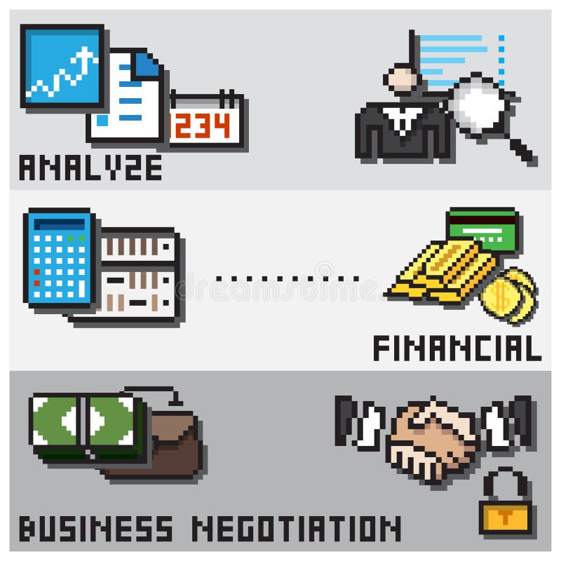 Digital Pixel Financial Icons Set Stock Vector - Illustration of pixel ...