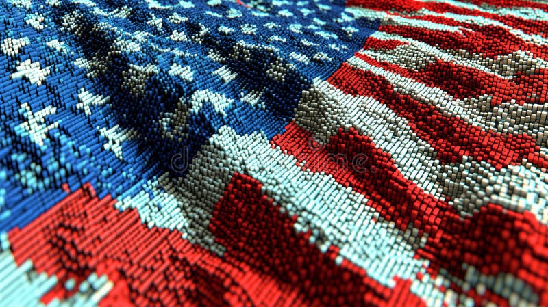 Digital Pixelated American Flag in 3D Cube Design with Modern Tech ...