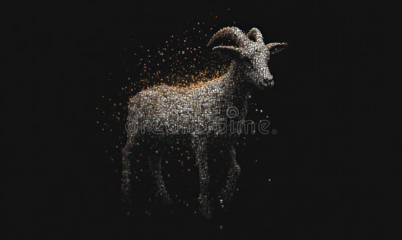Digital Pixelated Goat with Dynamic Glow Effect Stock Illustration ...
