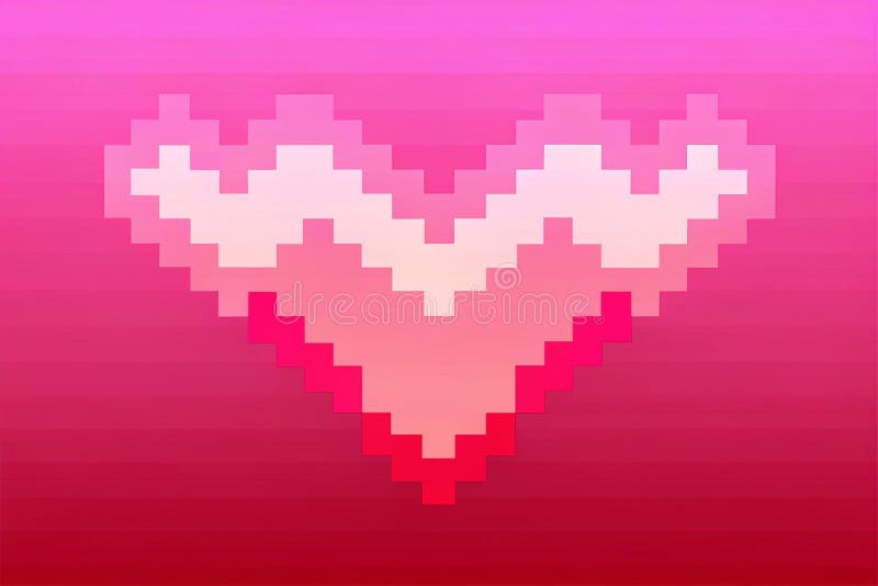 Digital Pixelated Heart Patterns on a Retro-inspired Pink Gradient ...