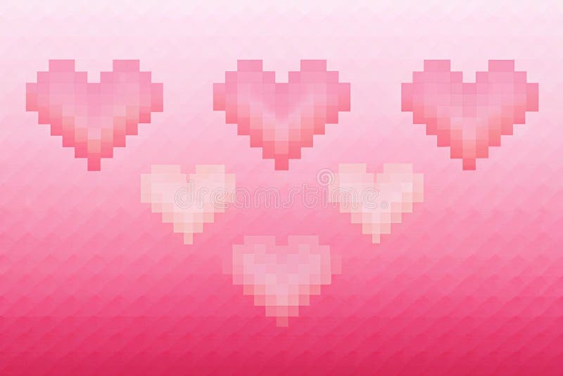 Digital Pixelated Heart Patterns on a Retro-inspired Pink Gradient ...