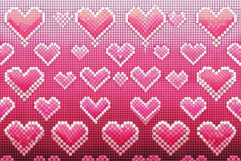 Digital Pixelated Heart Patterns on a Retro-inspired Pink Gradient ...