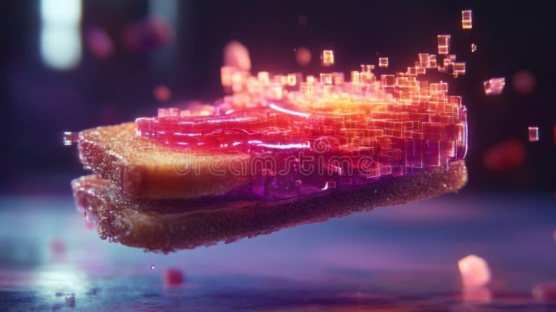 Digital Pixelated Toast with Jelly, Vibrant Colors Stock Illustration ...