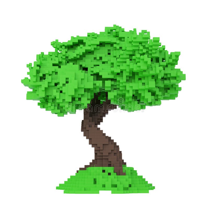 Digital Pixelated Tree Isolated on White Background Stock Illustration ...