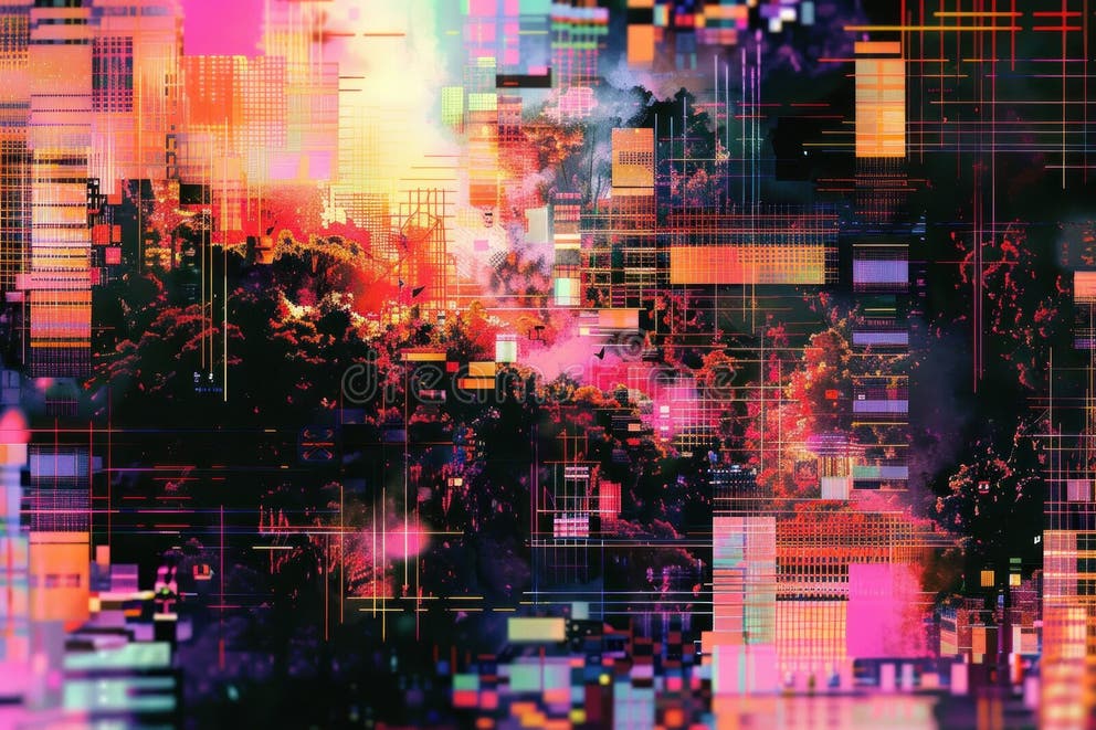 Digital Pixelation Abstract Effect on a Modern Background. Generative ...