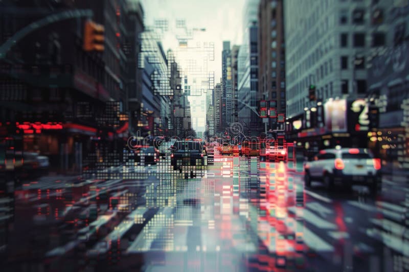 Digital Pixelation Abstract Effect on a Modern Background. Generative ...