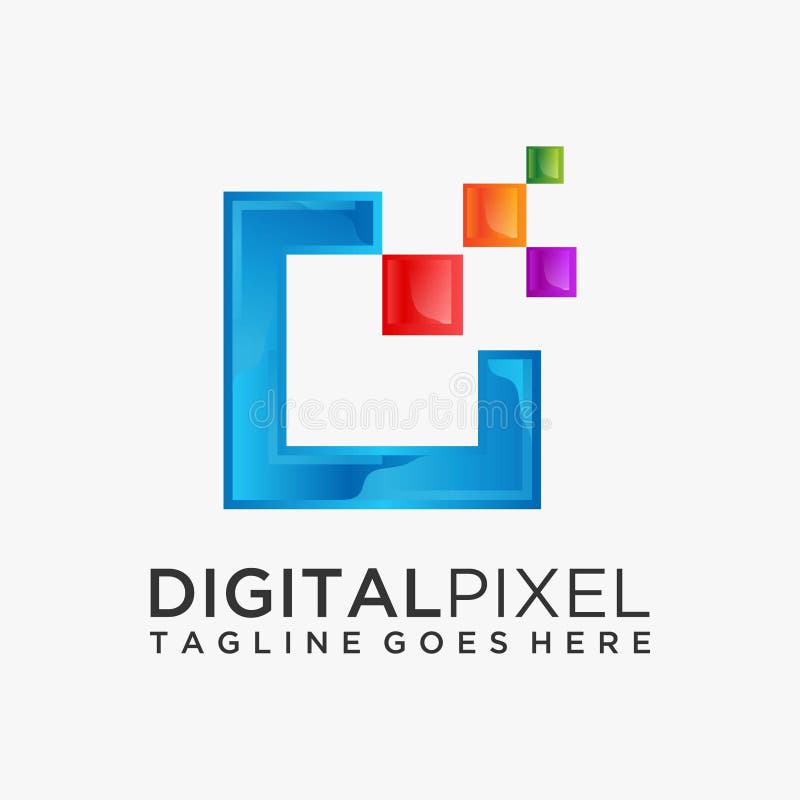 Digital pixels logo design stock vector. Illustration of business ...