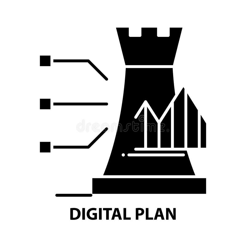 Digital Plan Icon, Black Vector Sign with Editable Strokes, Concept ...