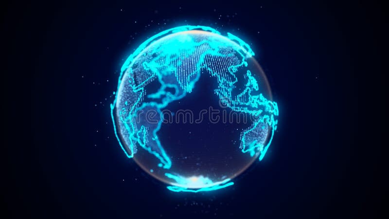 Digital Planet Earth with Particles in Cyberspace. the Flow of ...