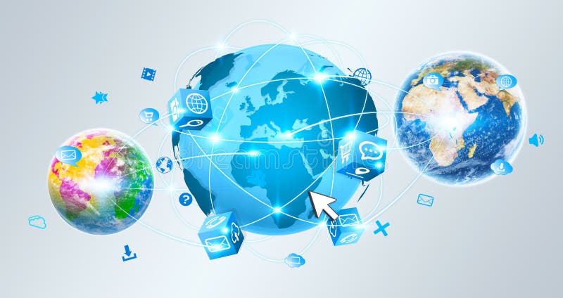 Digital Planet with Modern Icons Stock Illustration - Illustration of ...