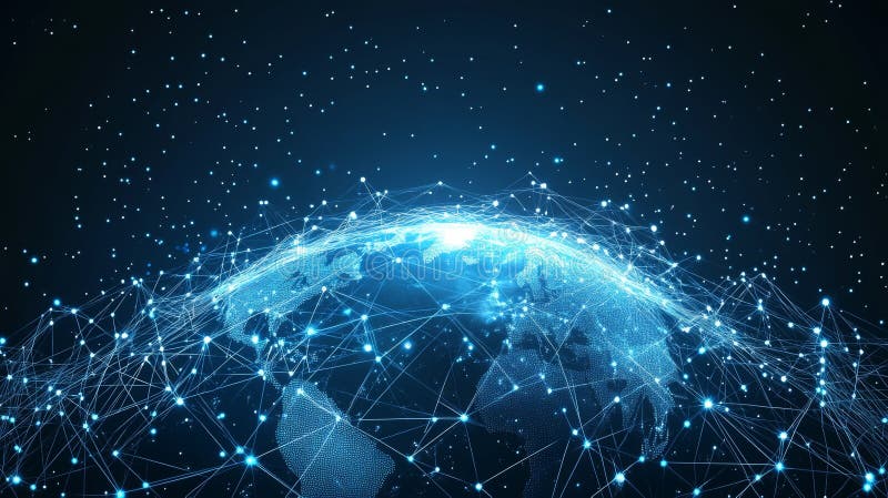 A Digital Planet with Neon Technology, Featuring Glowing Light ...