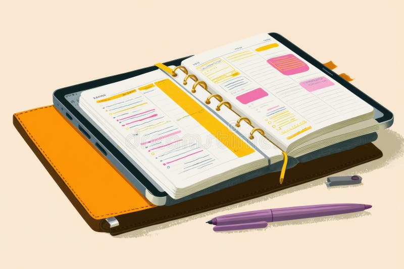 Digital Planner Displaying Organized Notes and Tasks on a Tablet with ...