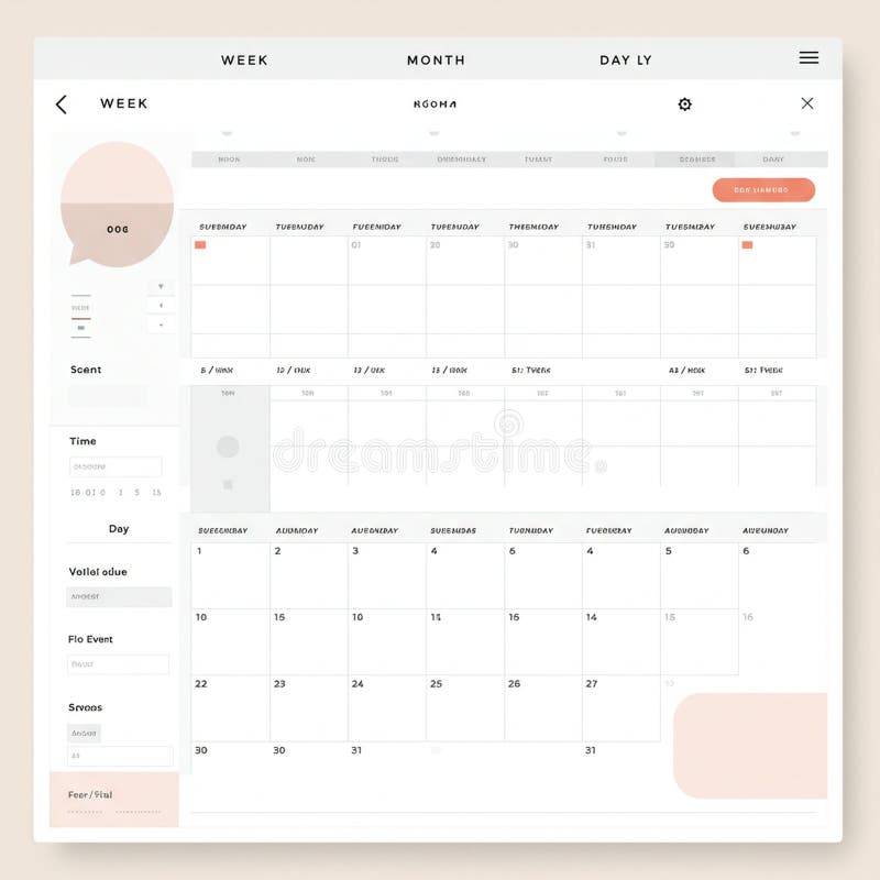 A Digital Planner Interface Features a Calendar Layout with Sections ...