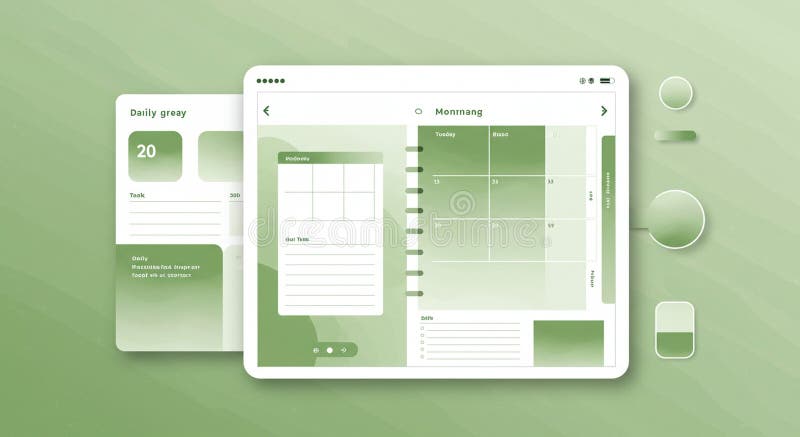Digital Planner Interface Featuring a Simple, Minimalist Design. Two ...