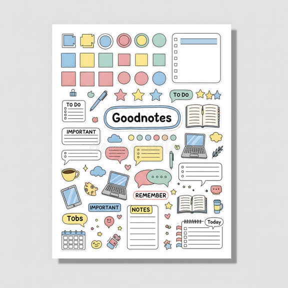 Digital Planner & Journaling Elements Kit Stock Illustration ...