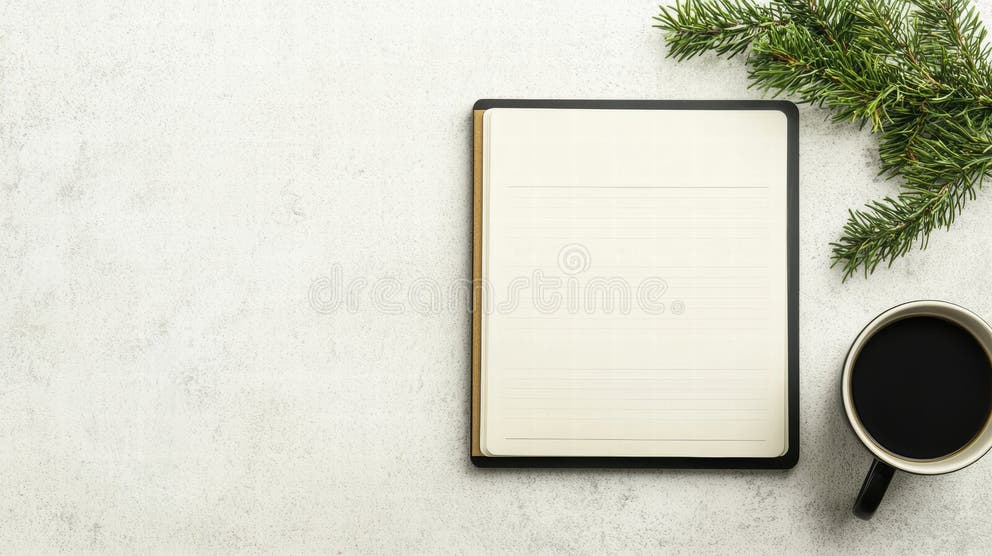 Digital Planner Open on Tablet Displaying January with Coffee and ...