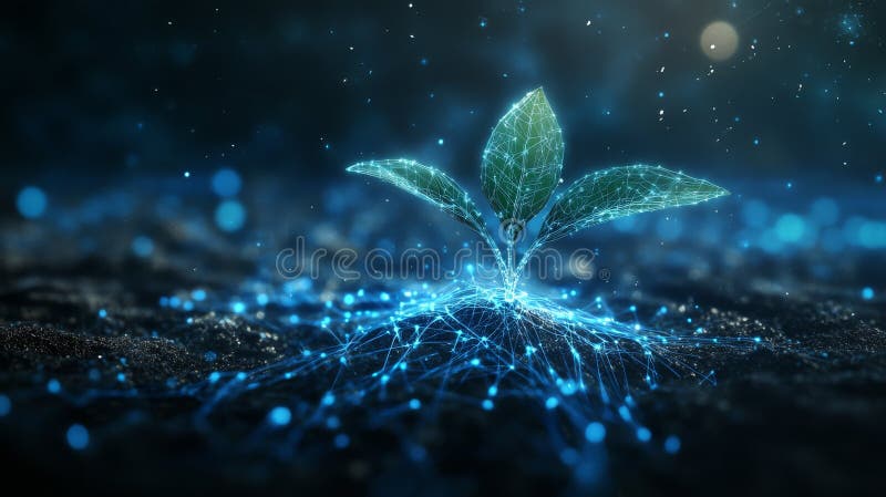 Digital Plant with Glowing Root Network in a Tech-enhanced Environment ...