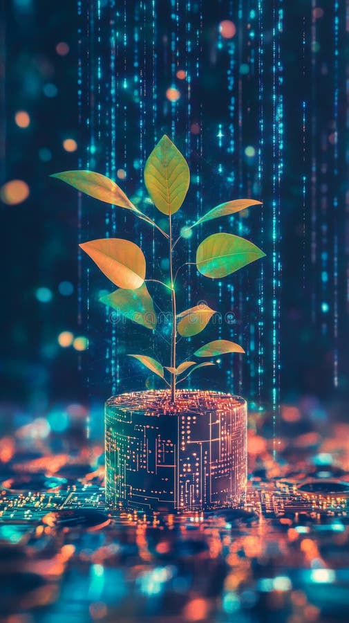 Digital Plant Growth Concept with Data Streams and Technology ...