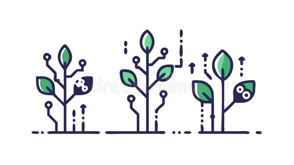 Digital Plants Growing with Tech Elements for Modern Agriculture ...