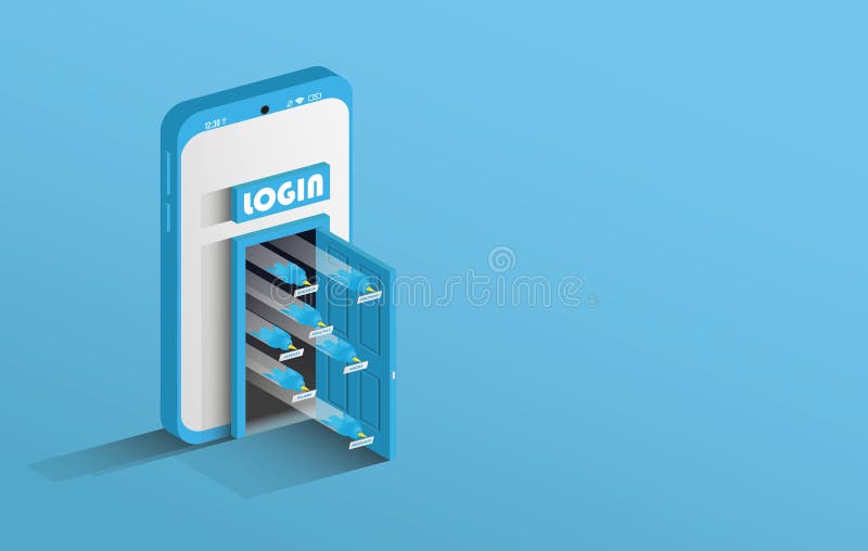 Digital Platform Login Symbol Represented by a Door on the Smartphone ...