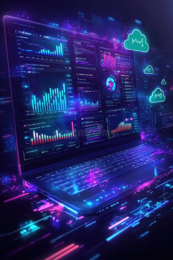Digital Platform Visualizing Data Analysis with Cloud Computing Components and Charts Stock ...