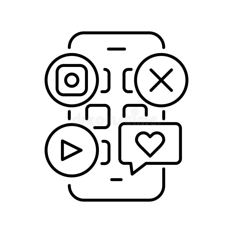 Digital Platforms Black Line Icon Stock Vector - Illustration of media ...