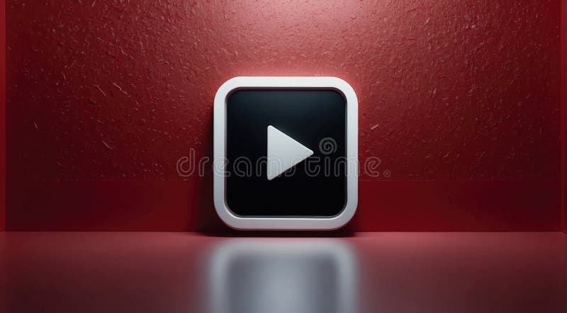 Digital Play Button with Arrow Symbol in Front of a Red Concrete Wall ...